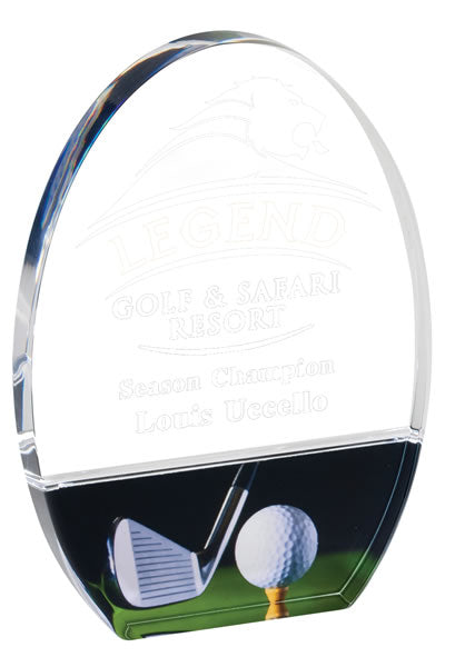 Oval Acrylic with Club and Ball Image – Golf Tournament Specialists