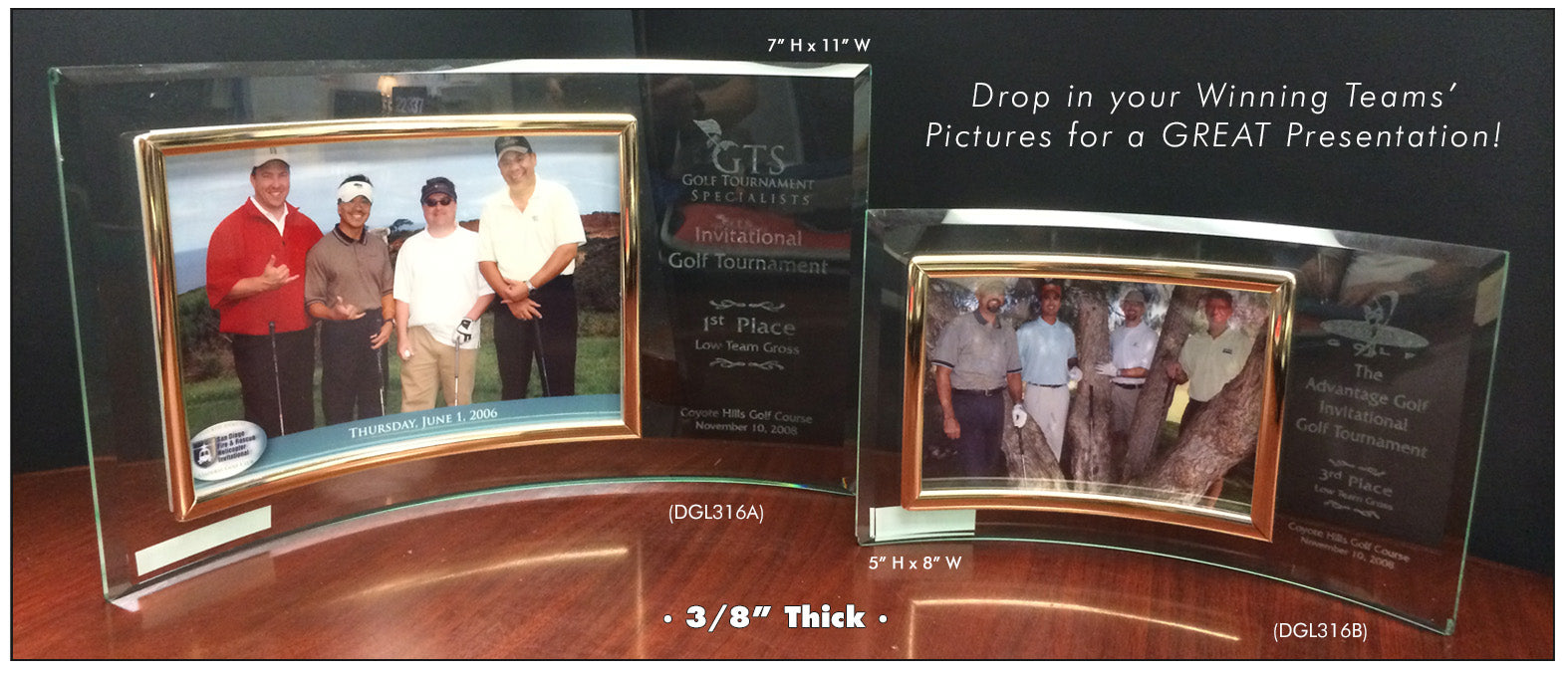 Beveled Glass with Gold Picture Frame Golf Tournament Award – Golf ...